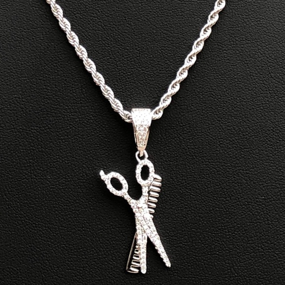 LIT JEWELRY | Accessories | Scissors Pendant 4k Gold Filled Fully Iced ...